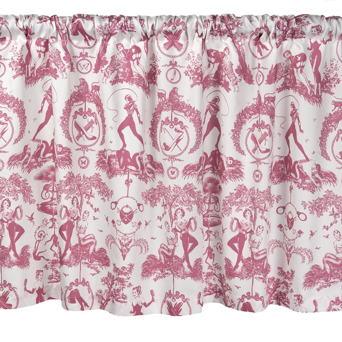 Pink Toile print Curtains and Valances by Sin in Linen