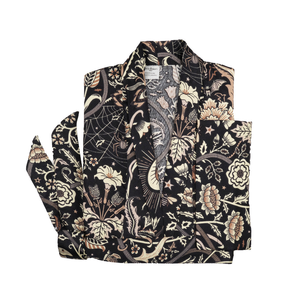 Night Garden Robe in Black - Sleepwear by Sin in Linen