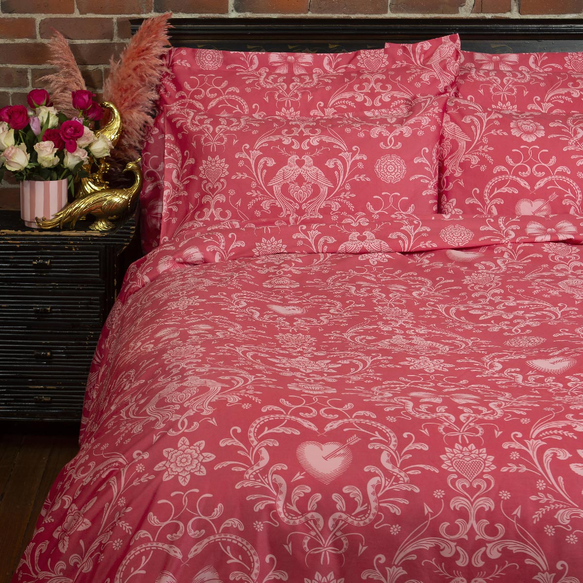 Love Bound Bed Sheets in Rose from Sin in Linen